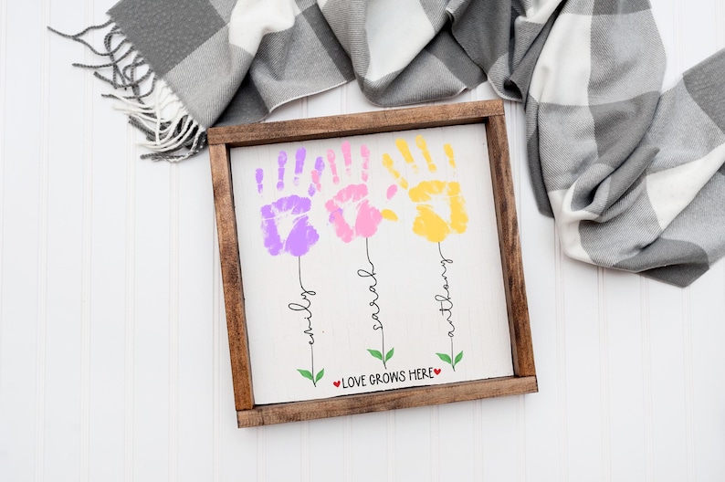 Personalized DIY Kids Handprint Wood Sign Keepsake for Mother's Day ...