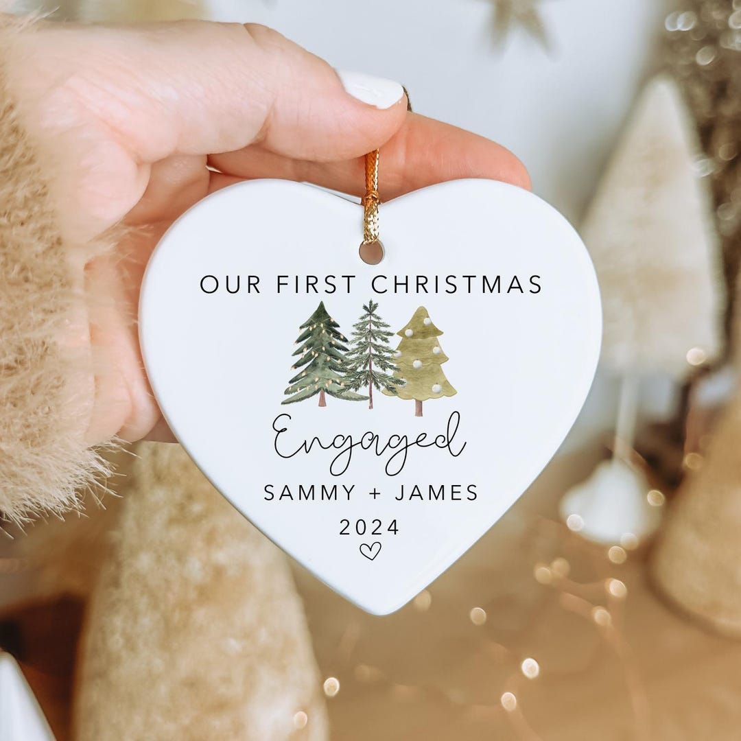 Holiday Ornament Gift, Engagement Ceramic Christmas Ornament ...