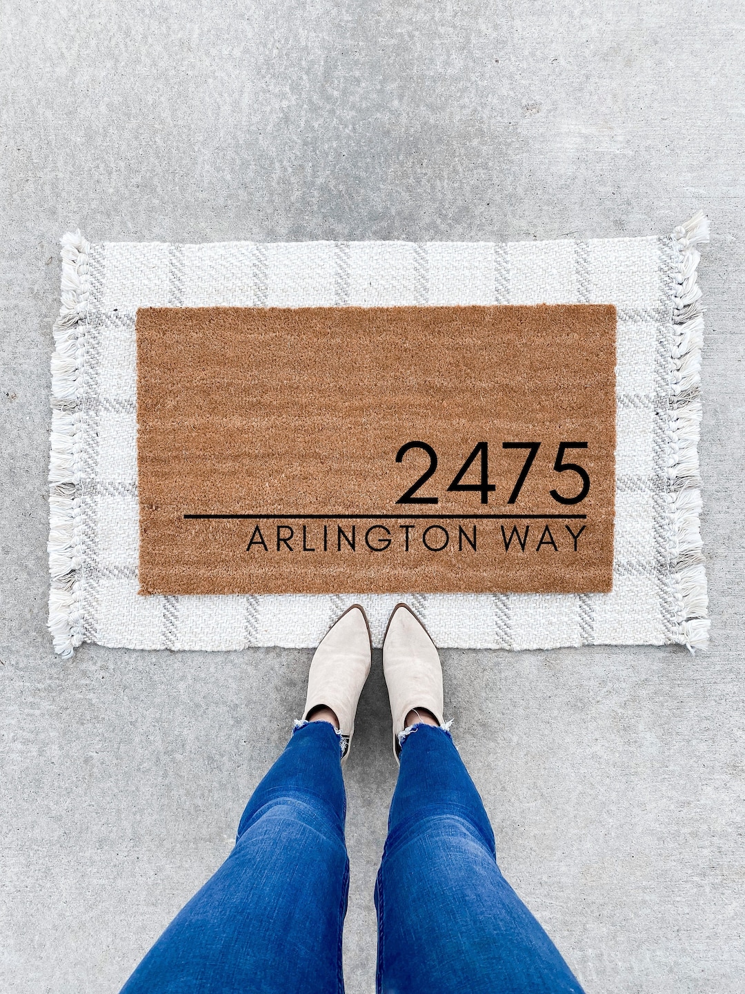 Custom Modern Address Doormat, Brush Coir Doormat, Personalized Front ...