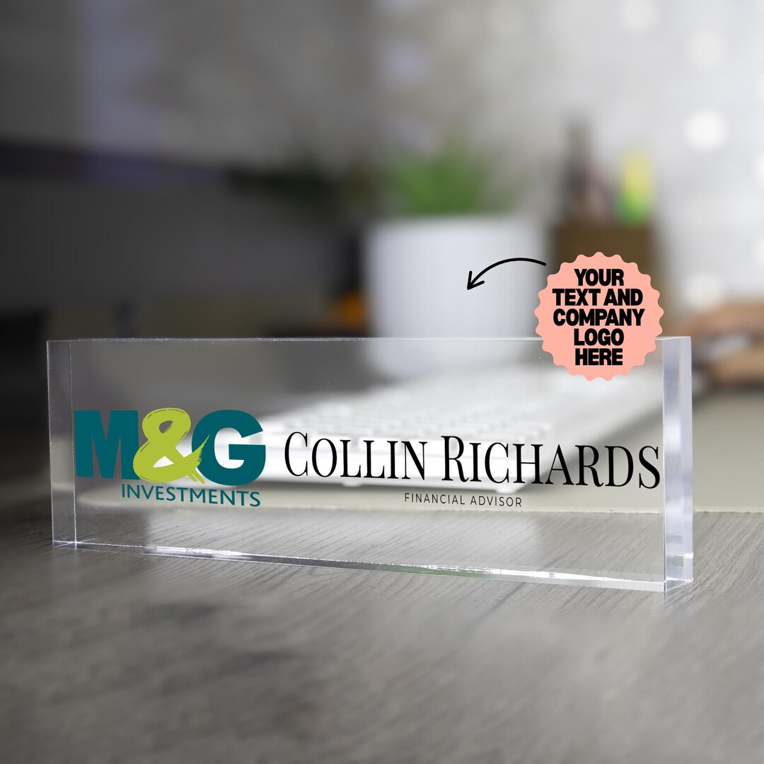 Desk Name Plate, Custom Company Logo Name Plate for Desk, Personalized ...