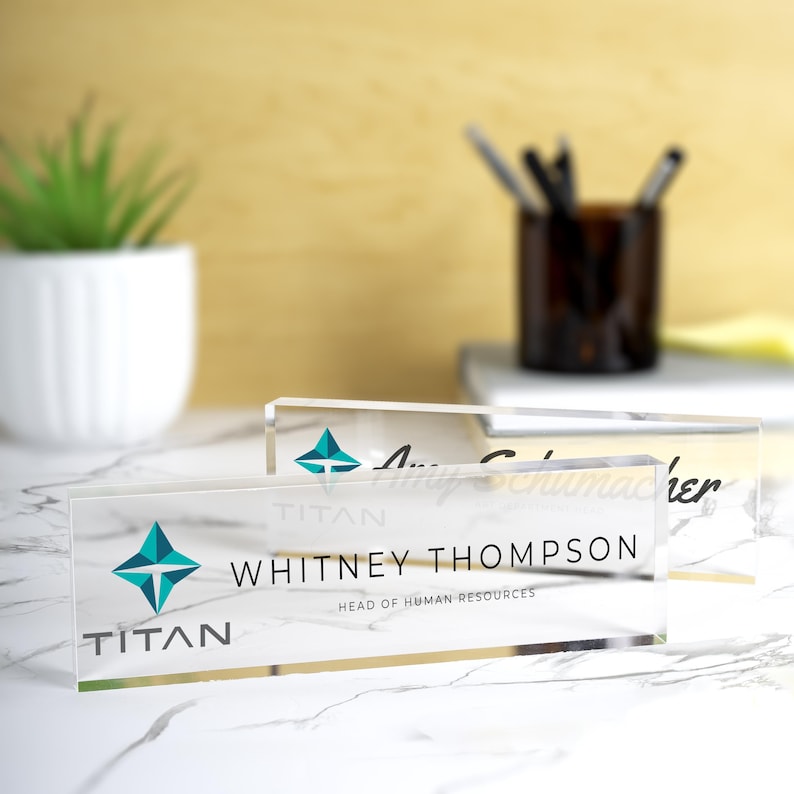 Desk Name Plate, Custom Company Logo Name Plate for Desk, Personalized ...