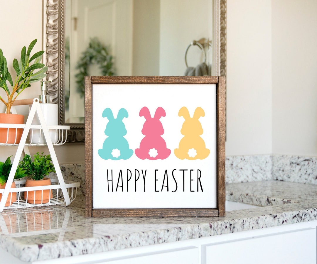 Happy Easter Bunny Farmhouse Sign, Spring Decor, Easter Decor, Happy ...