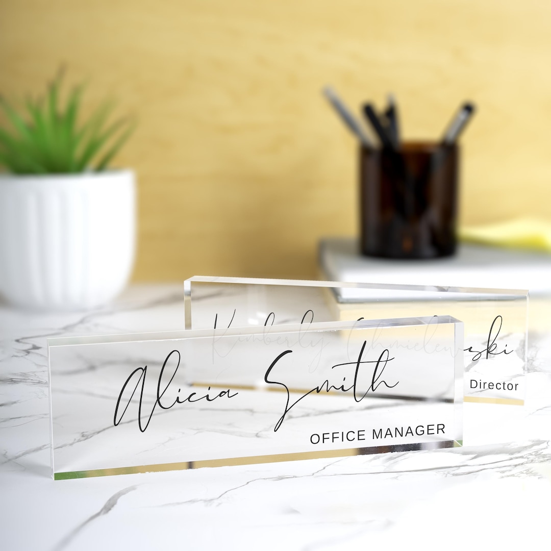 Desk Plaque, Name Plate for Desk, Personalized Acrylic Gift, Custom ...