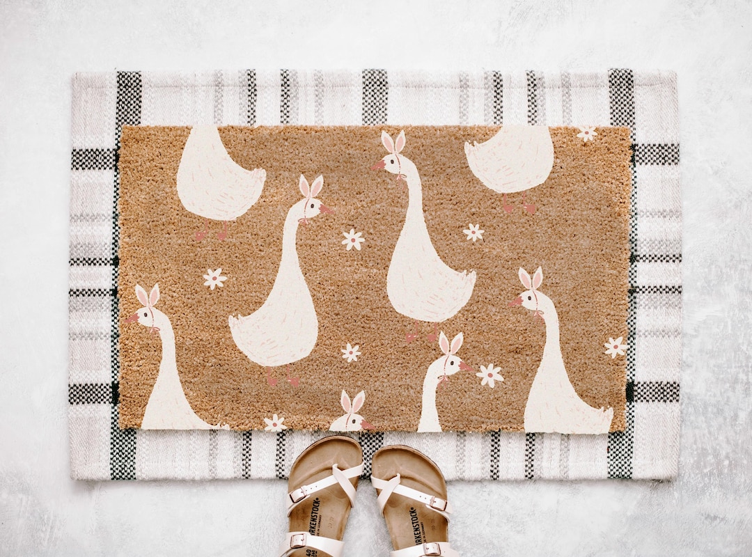 Easter Goose Doormat, Spring Home Decor, Bunny Ears Goose Doormat, Cute ...