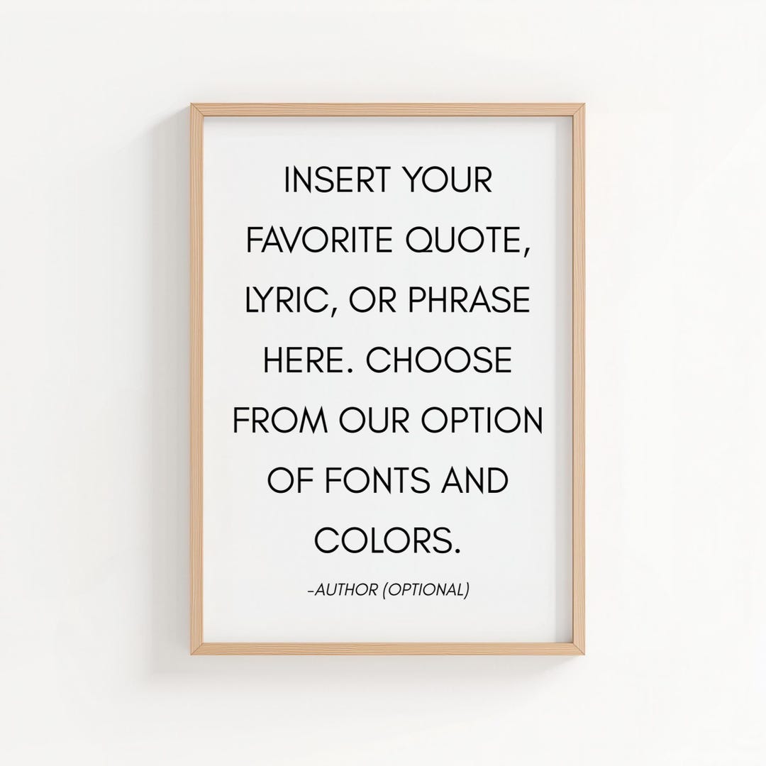 Personalized Quote Wall Art Print, Framed Custom Lyrics or Phrase ...