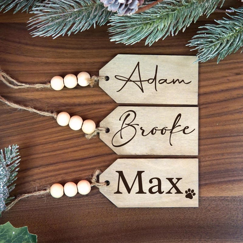 Wooden Bead Name Tags - Etsy