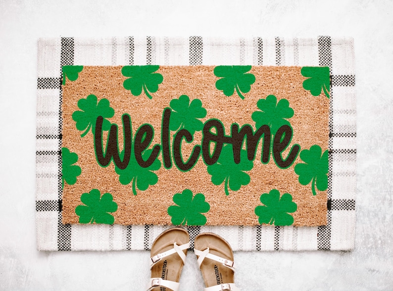 Shamrock Welcome Doormat: St. Patrick's Day Coir Mat - Etsy