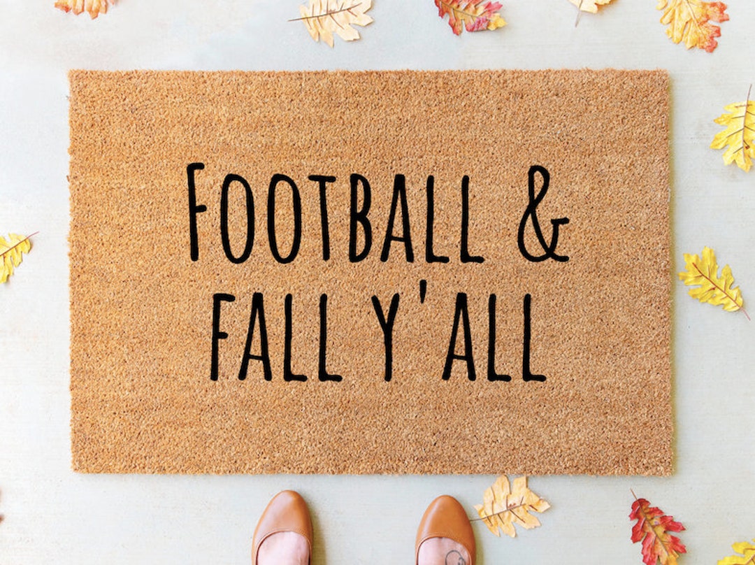 Football and Fall Y'all, Fall Decor, Fall Doormat, Football Season ...