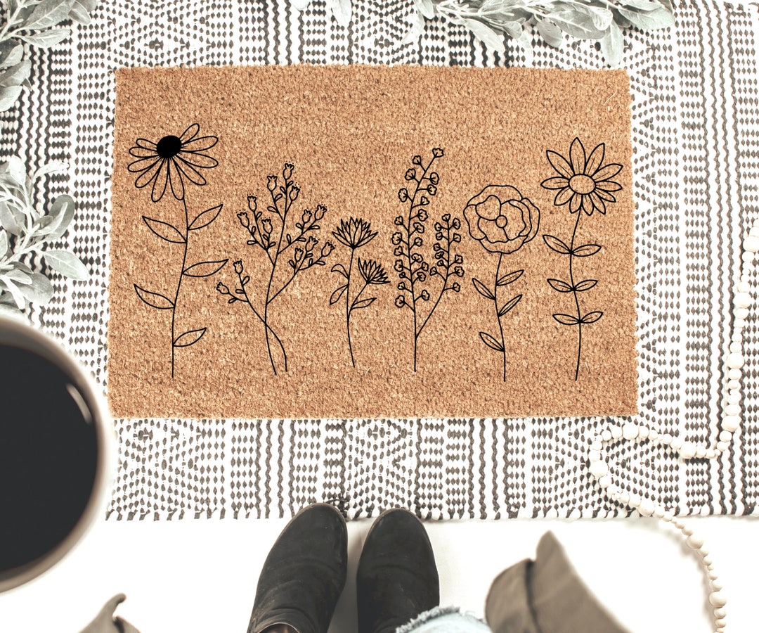 Spring Flowers Doormat, Coir Doormat, Outdoor Rug, Spring Porch Decor ...