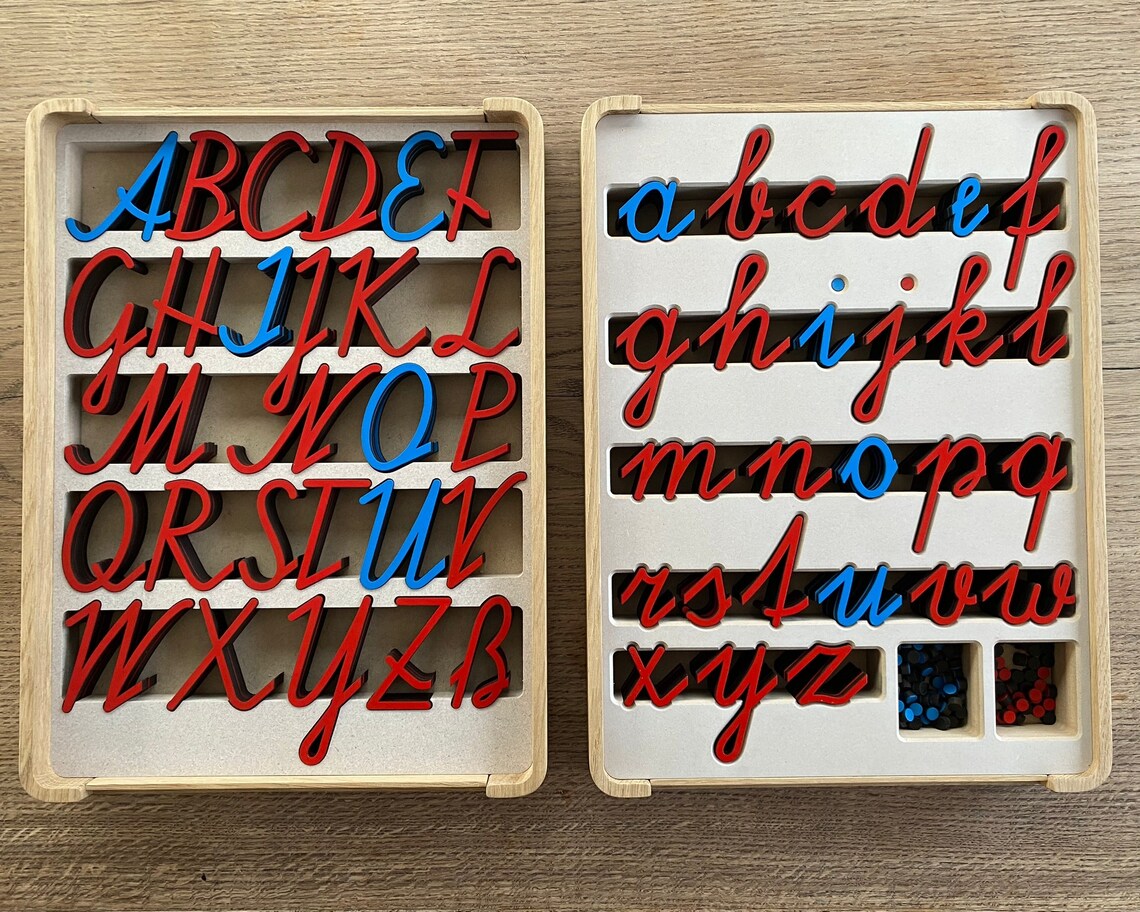 Cursive Movable Alphabet. German Cursive. Montessori Upper-case Movable ...