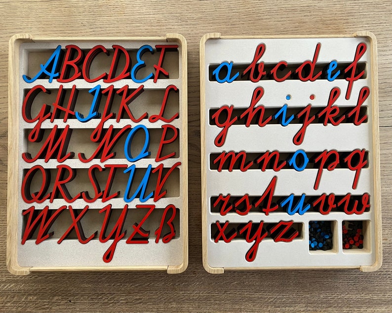Cursive Movable Alphabet. German Cursive. Montessori Upper-case Movable ...