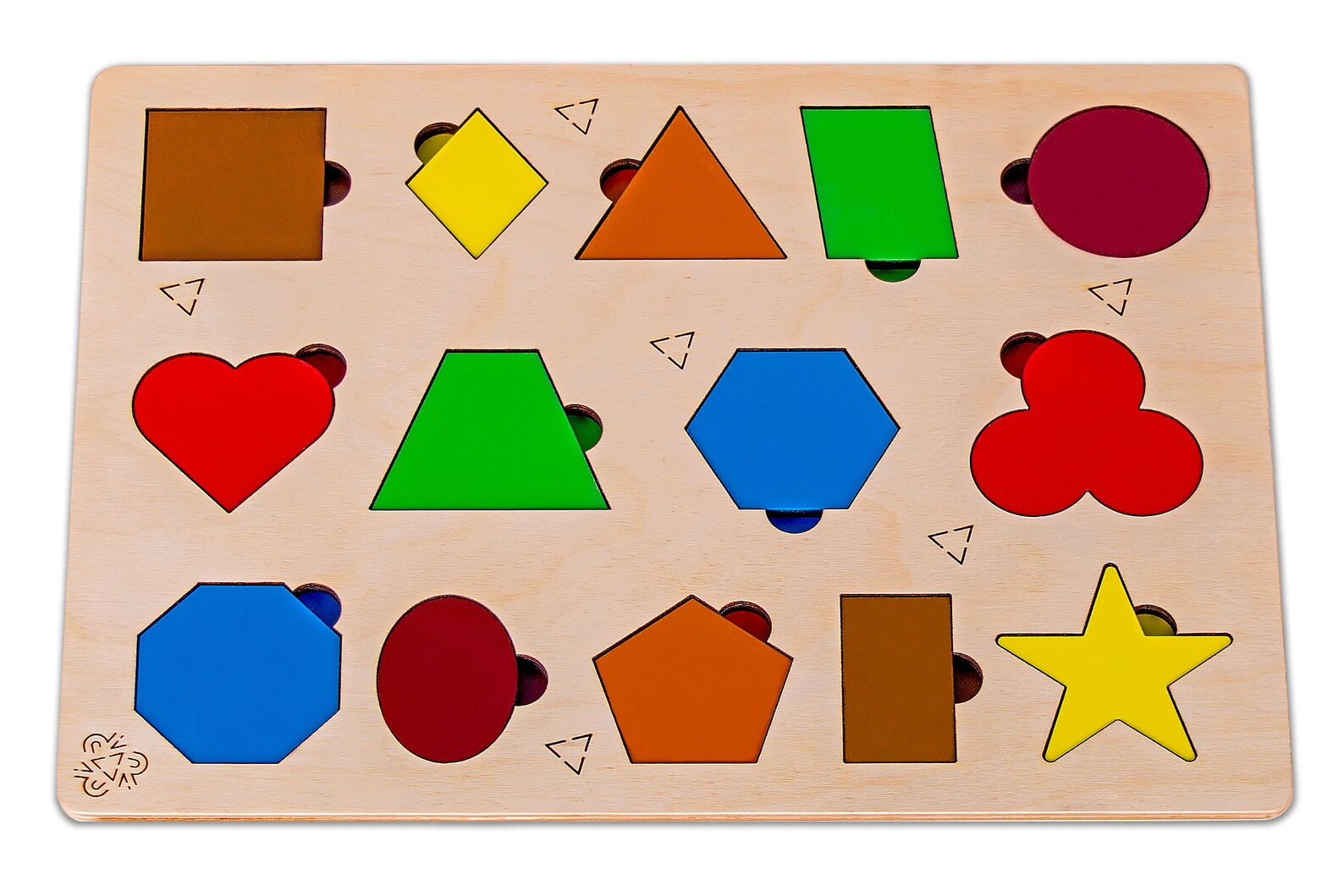 Wooden Geometric Shapes Puzzle for Kids 14 Piece Education - Etsy