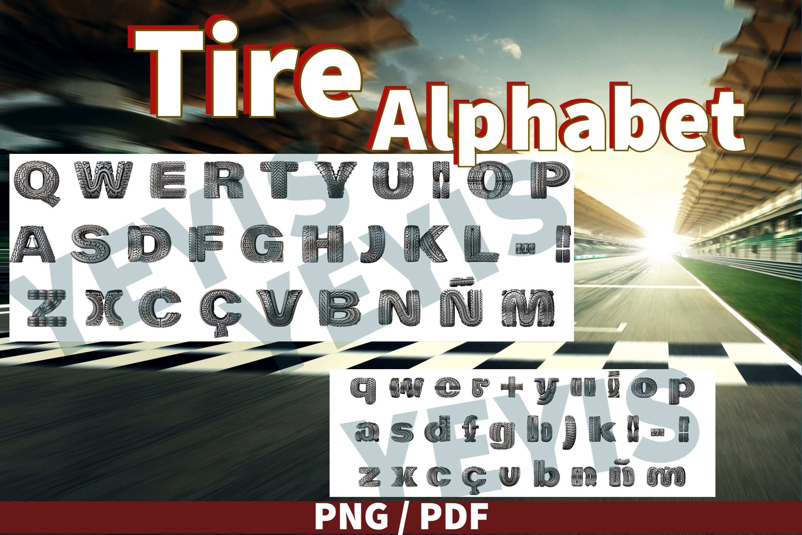 Tire Alphabet. Clipart PNG Letters for Cars and Motorcycles Enthusiasts ...