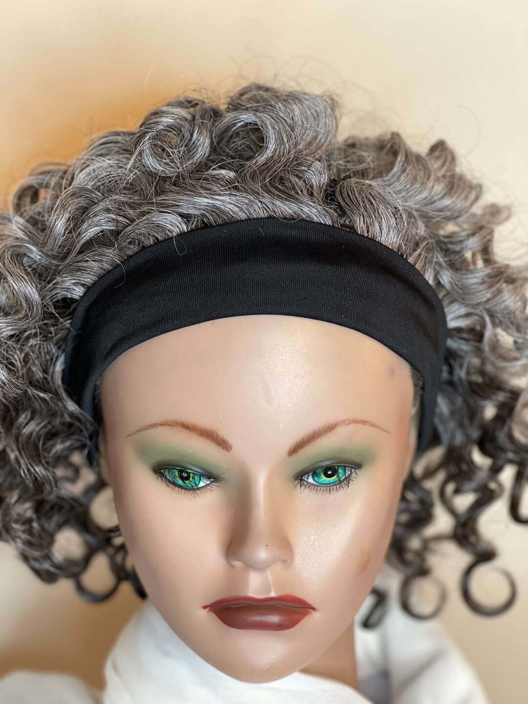Deep Wave Gray Headband Wig - Etsy