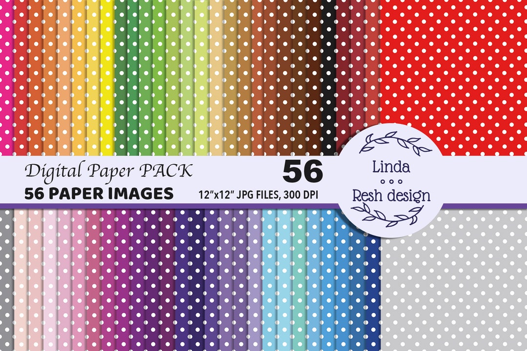 56 Polka Dot Digital Paper, Polka Dots Pattern Digital Paper, Spots ...