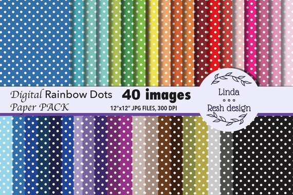 Polka Dotted Digital Paper Pack Bundle Set of 40 Digital | Etsy