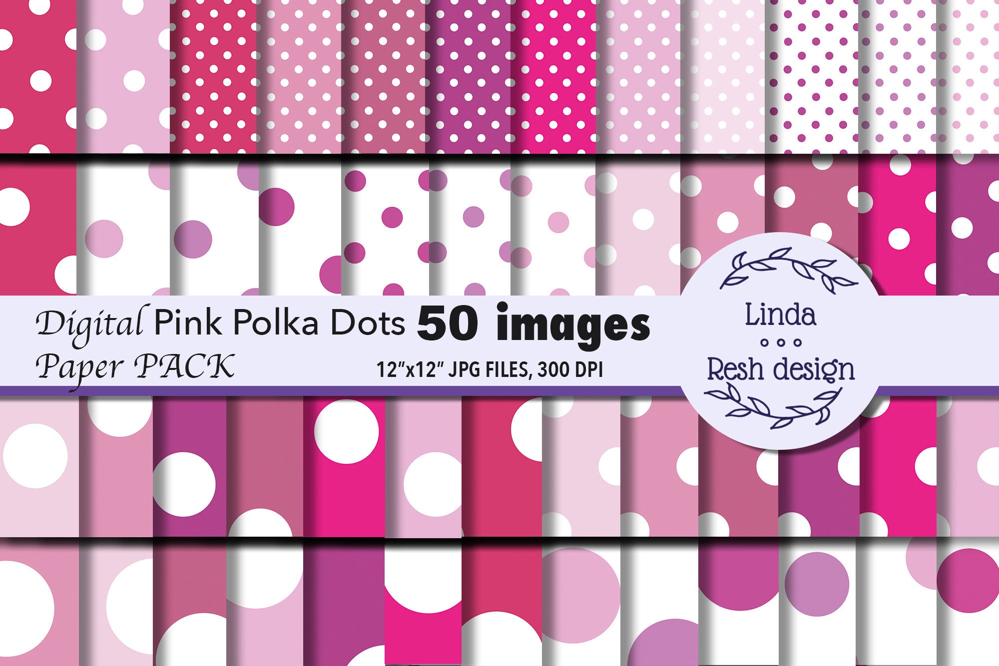 Pink Polka Dot Digital Papers Pink and White Digital Papers - Etsy