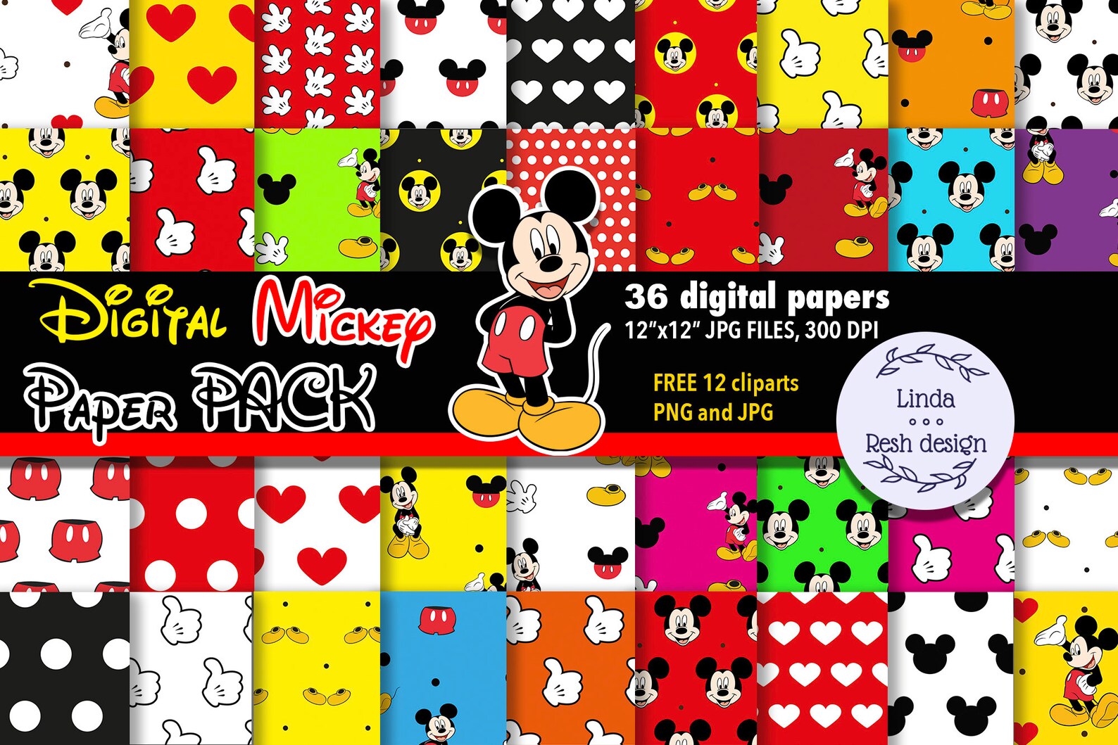 36 Mickey Digital PaperMickey Digital PapersMickey | Etsy