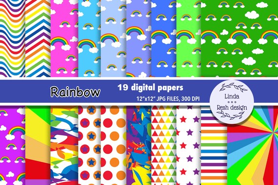 Rainbow Digital Papercolorful Rainbow Digital Paperrainbow - Etsy