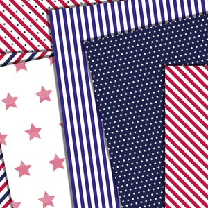 28 Patriotic Digital Paper Pack: Red White and Blue, 4th of July ...