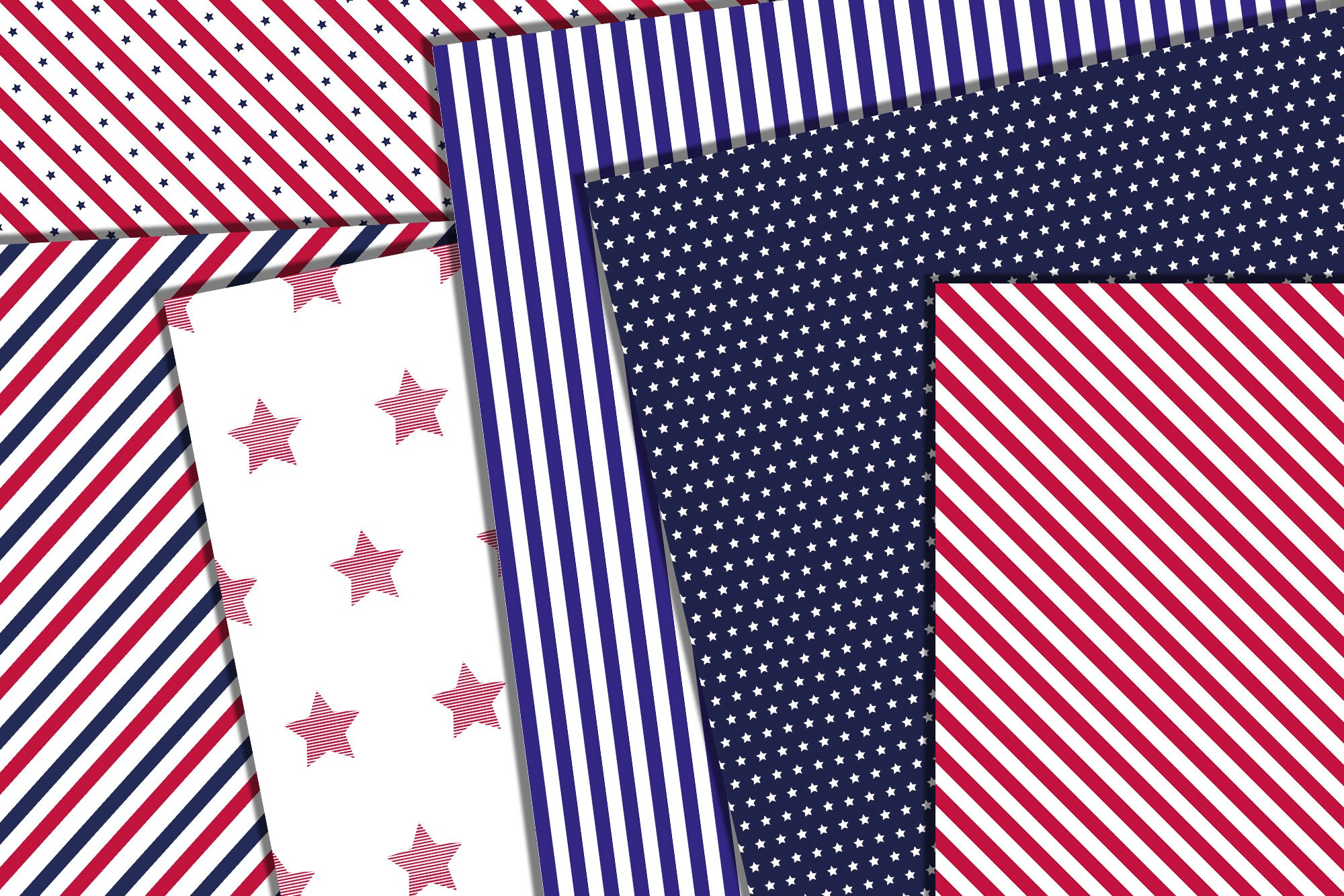 28 Patriotic Digital Paper Pack: Red White and Blue, 4th of July ...