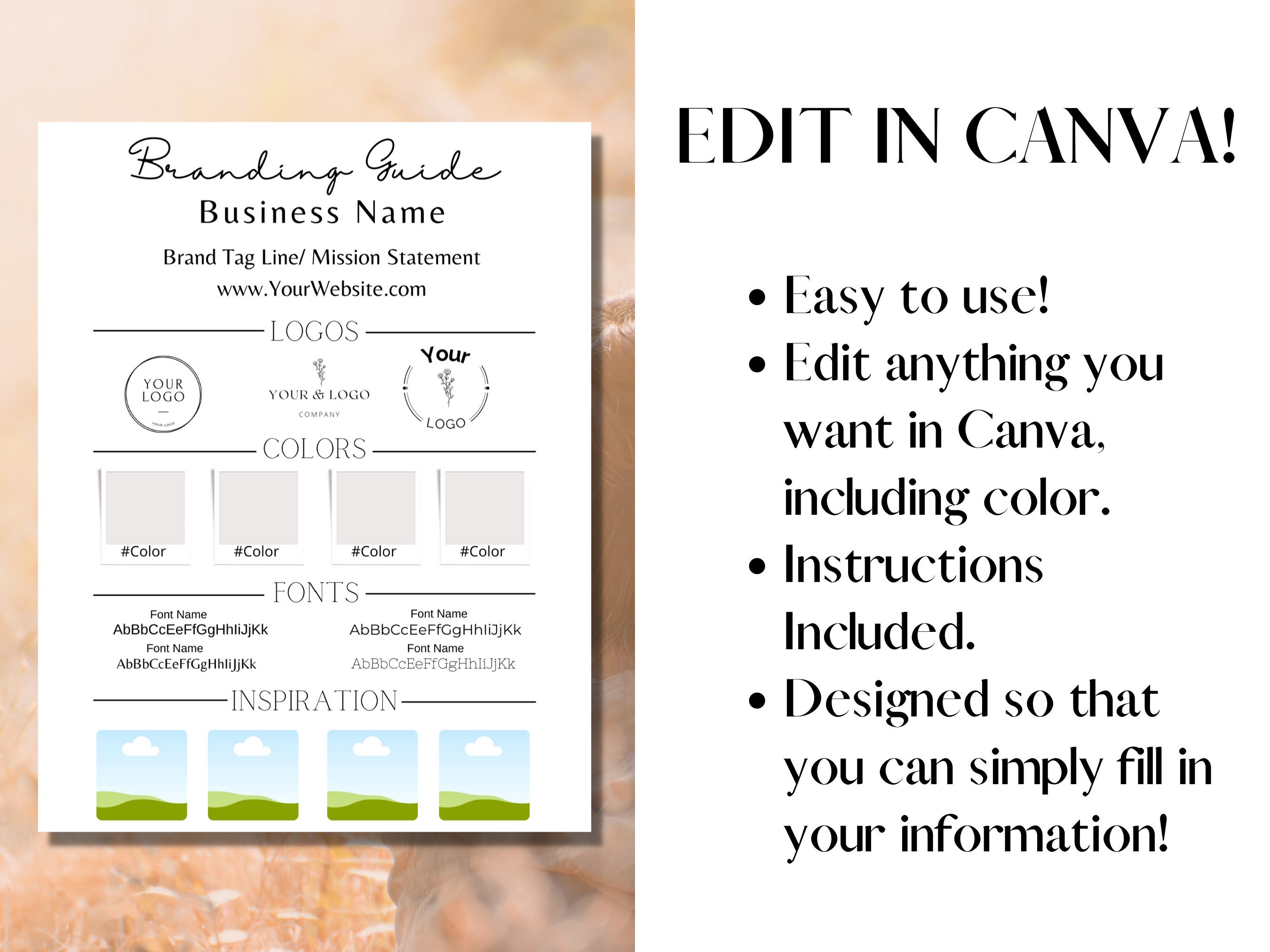 Branding Kit Template, Editable Branding Guidelines Template, Brandy ...