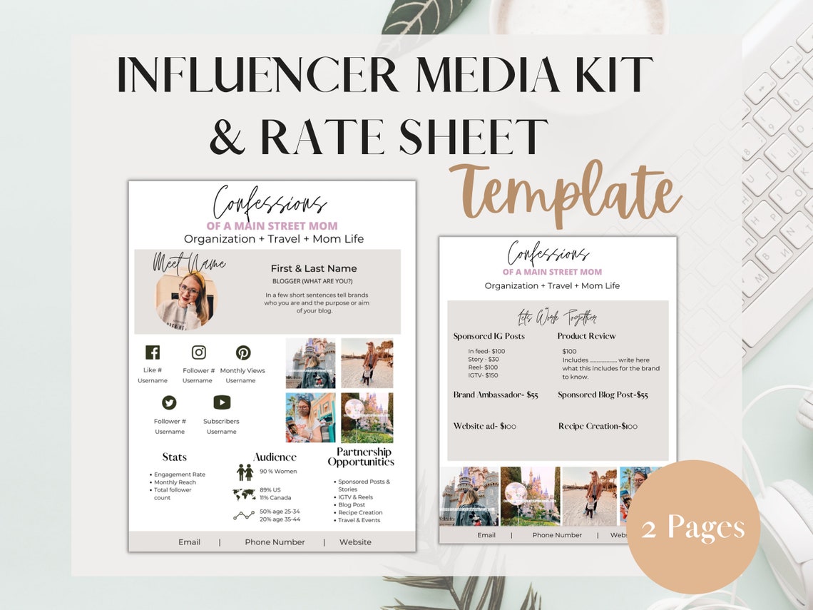Influencer Media Kit, Rate Sheet for Canva. Blog Rate Sheet, Blogger ...