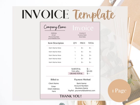 Invoice Template printable Invoice order Form small - Etsy