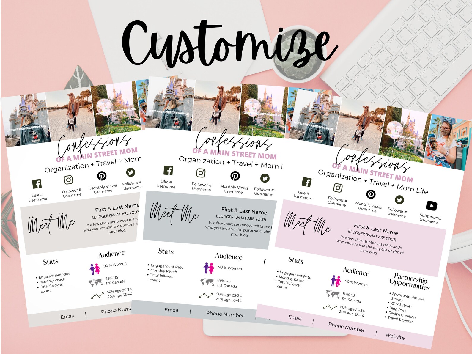 Influencer Media Kit Rate Sheet For Canva Blog Rate Sheet Blogger 