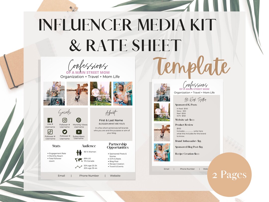 Media Kit & Rate Sheet Template for Canva, Blog Rate Sheet, Blogger ...