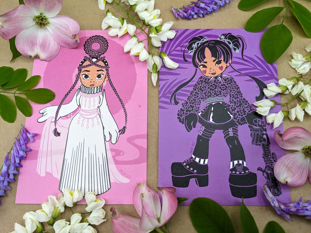 Jobu Tupaki Postcard Prints - Chibi Goth & Bagel Goddess - Etsy