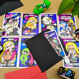 Splatoon Valentine Cards With Envelopes - Deluxe Set With Washi Tape ...