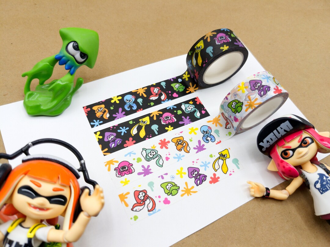 Splatoon Washi Tape - Squid and Octo Expressions - Black or White - Etsy