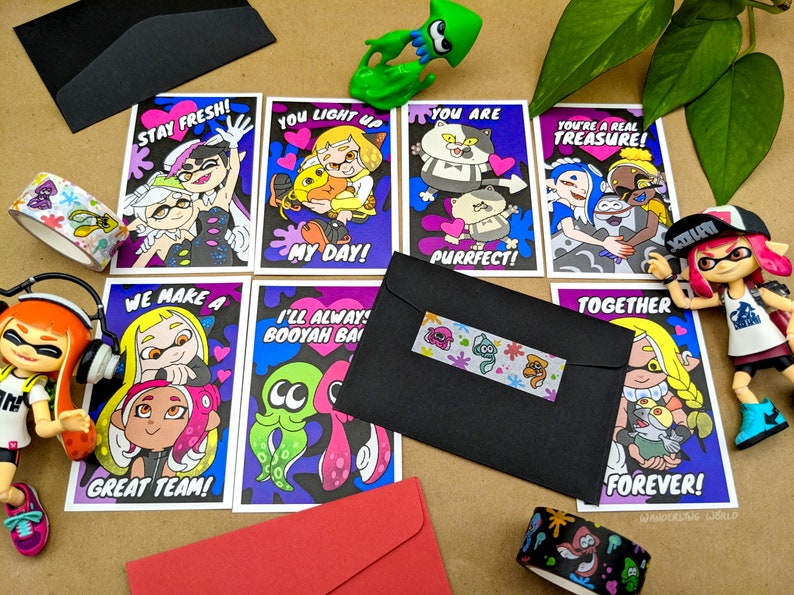 Splatoon Valentine Cards With Envelopes Deluxe Set With - Etsy