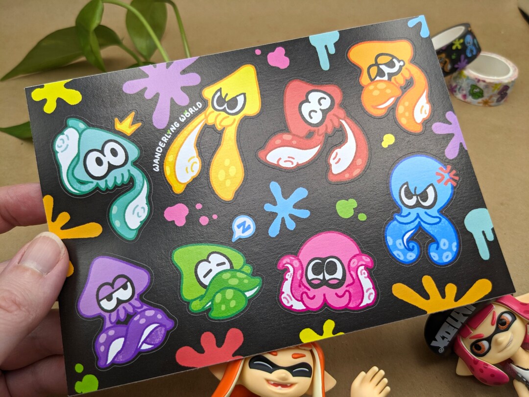 Splatoon Paper Sticker Sheet - Squid and Octo Expressions - Etsy