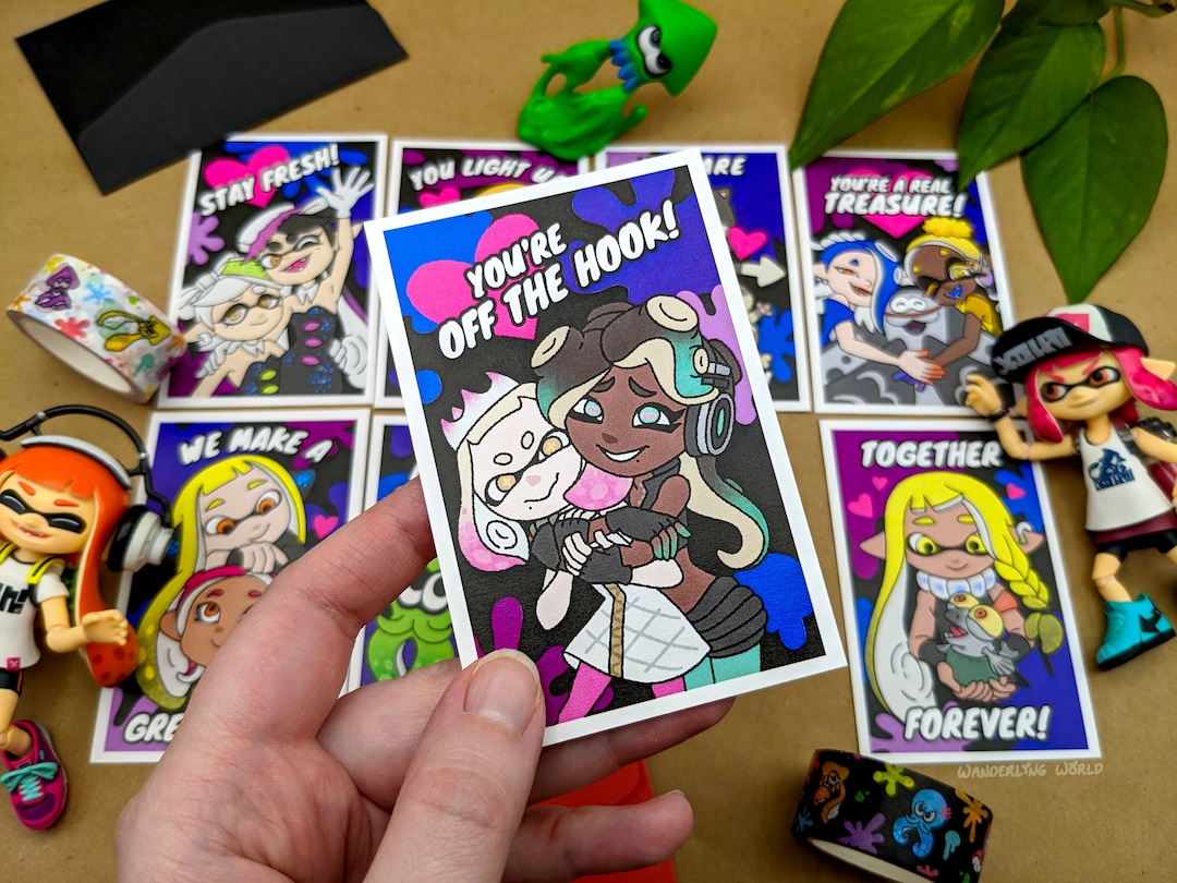 Splatoon Valentine Cards With Envelopes - Deluxe Set With Washi Tape ...