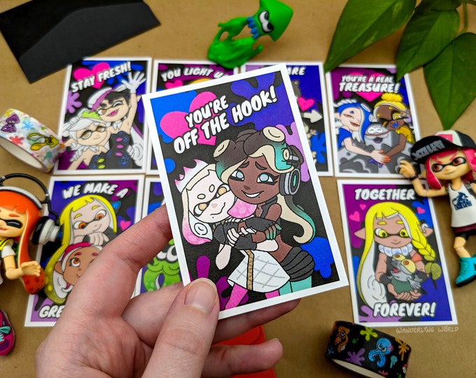 Splatoon Valentine Cards With Envelopes Deluxe Set With Washi Tape ...