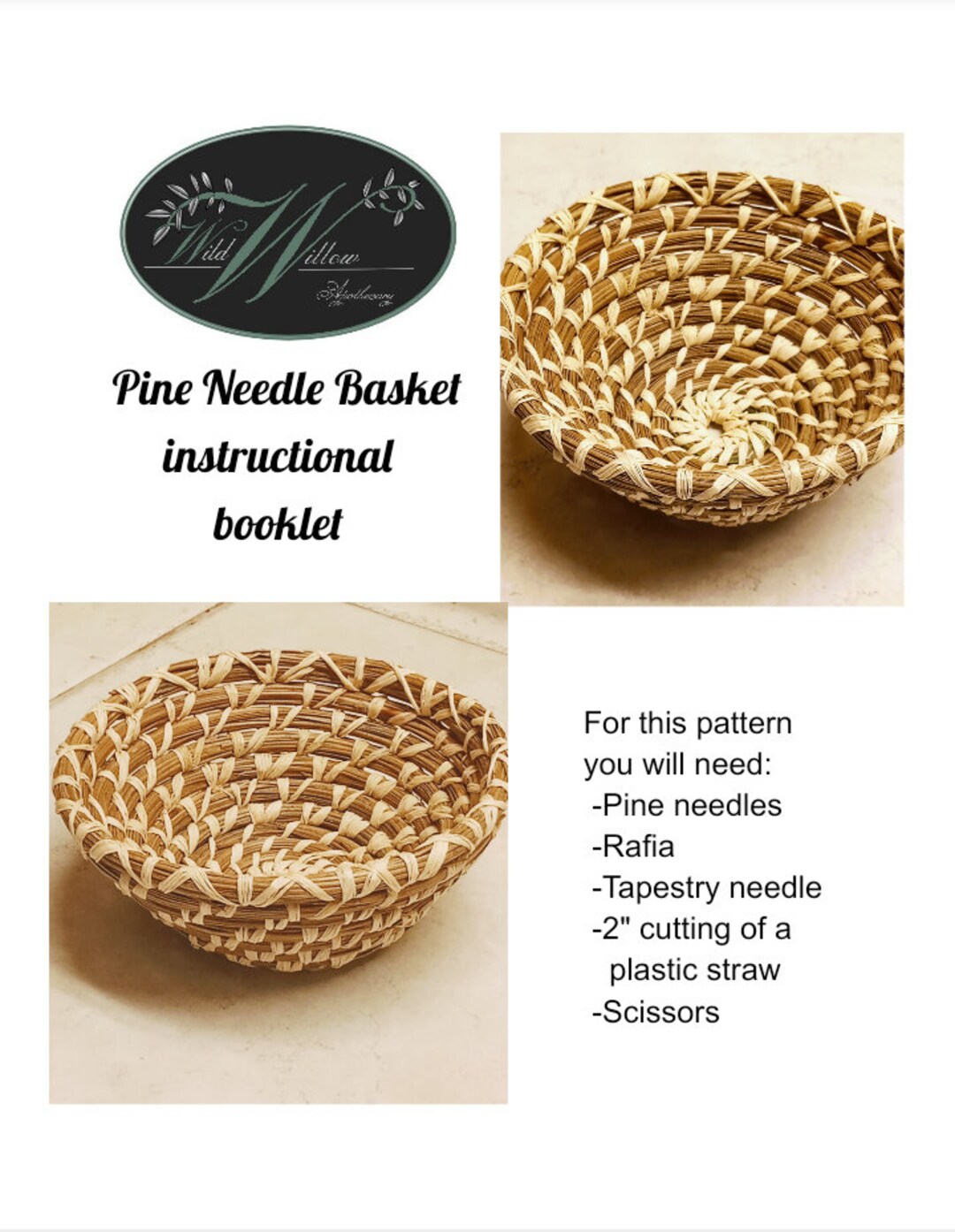 Pine Needle Basket Pattern Instructional Booklet PDF - Etsy