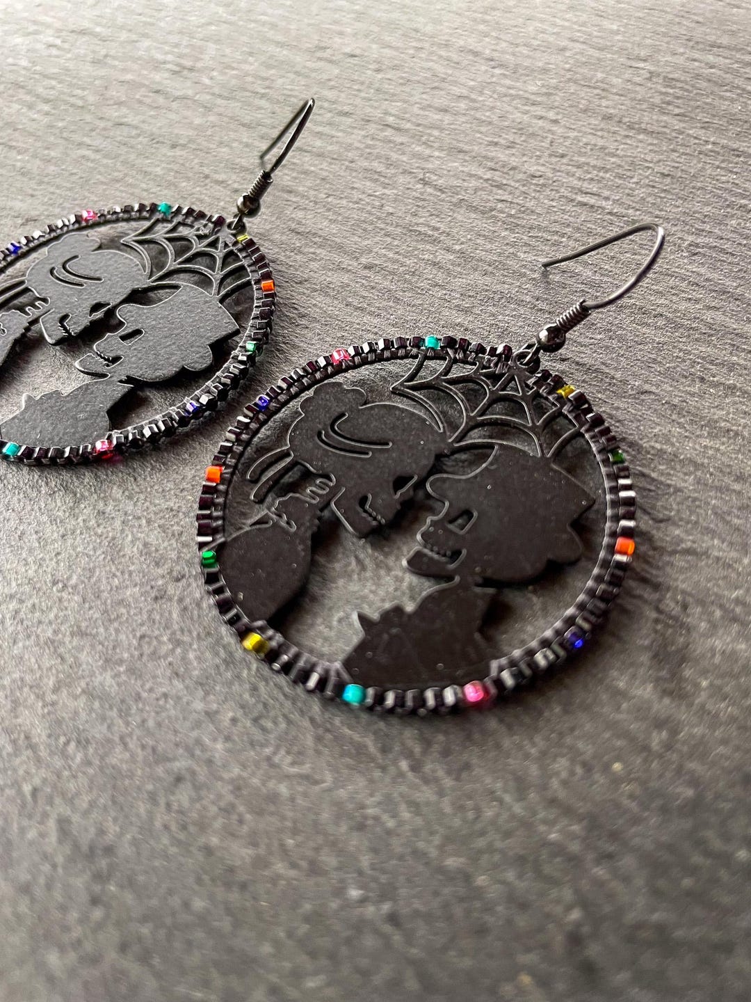 Kissing Skull Earrings, Gothic Romance, Black Skull Earring, Dark ...