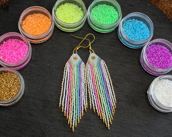 Beaded Neon Earrings - Etsy