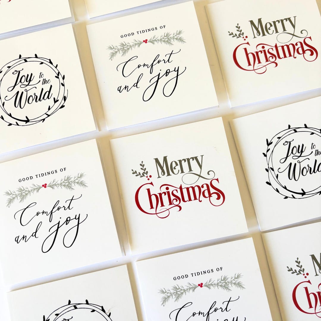 3x3 Christmas Greeting Cards With Envelopes for Christmas Set of 12 - Etsy