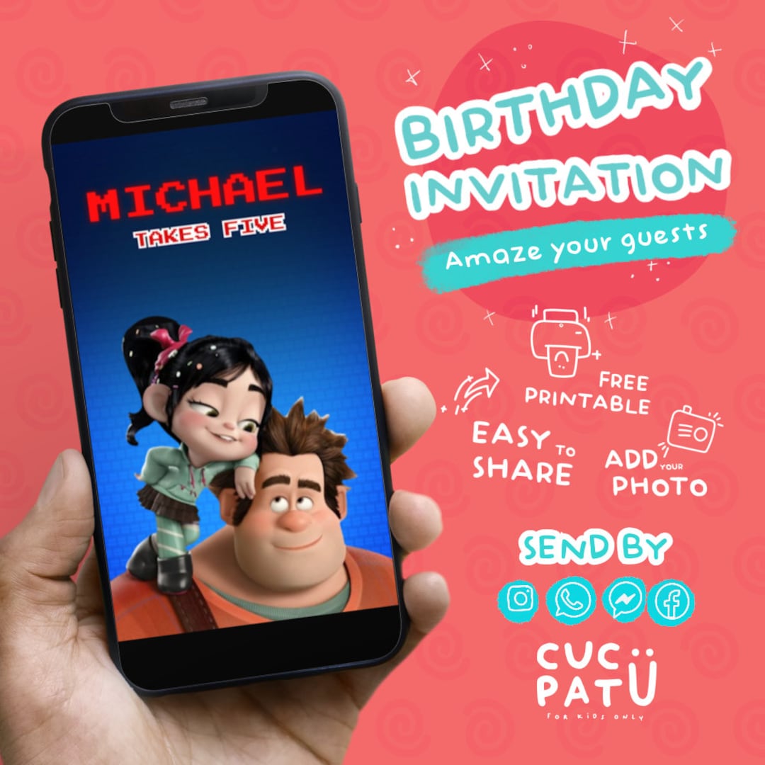 Penelope, Ralph, Wreck-it Ralph, Birthday Invitation - Etsy