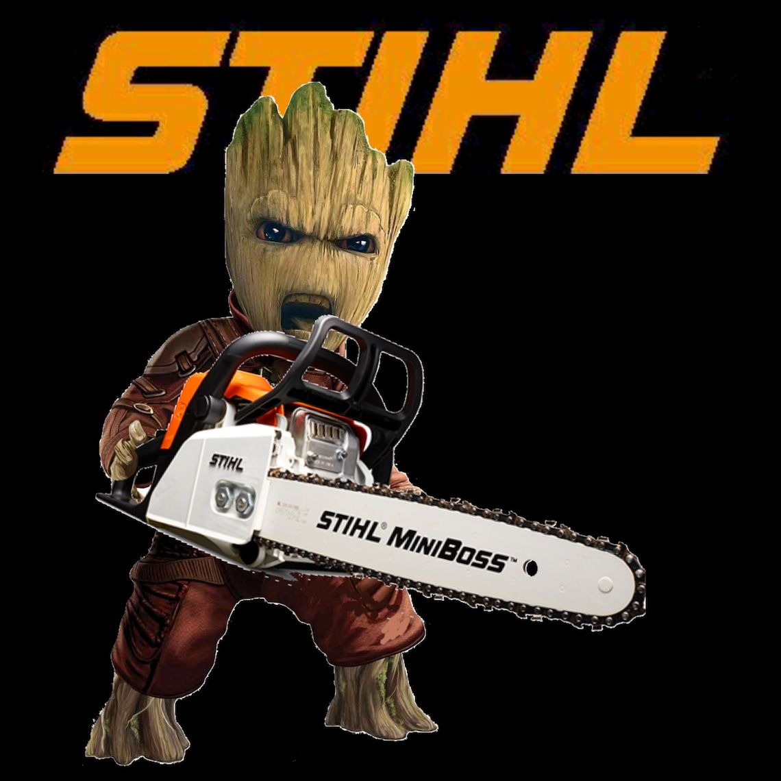 Angry Groot Stihl Chainsaw sticker | Etsy