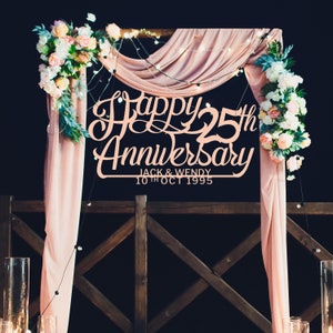 Custom Happy Anniversary Sign, Personalised Name & Date Wedding Signage ...