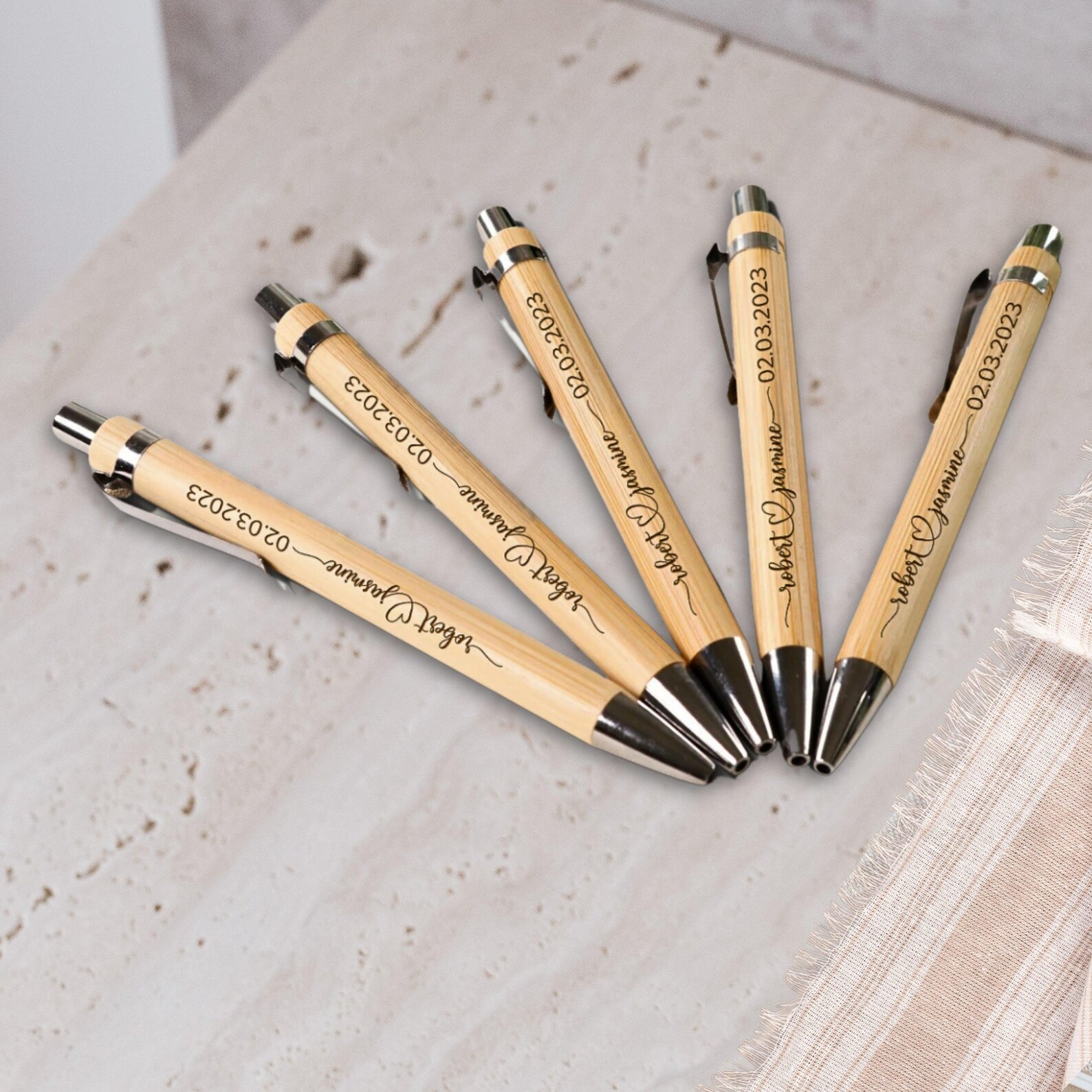 Custom Engraved Eco Bamboo Ballpoint Pen, Personalised Logo Sustainable ...
