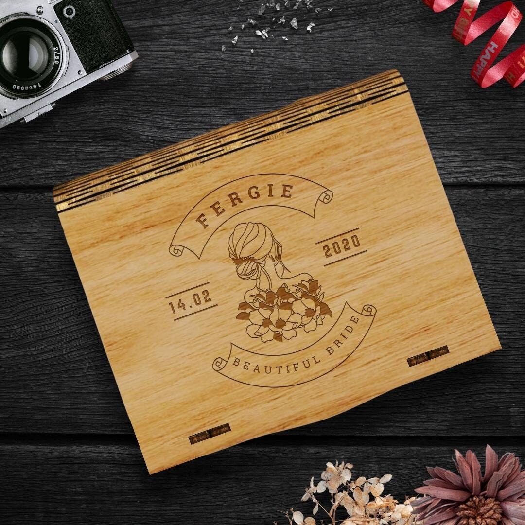 Custom Engraved Wooden Keepsake Book Box, Personalised Name Bridesmaid ...
