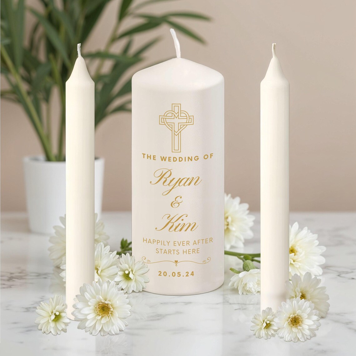 Personalised Wedding Unity Candles, Custom Couple Names & Date Candle ...