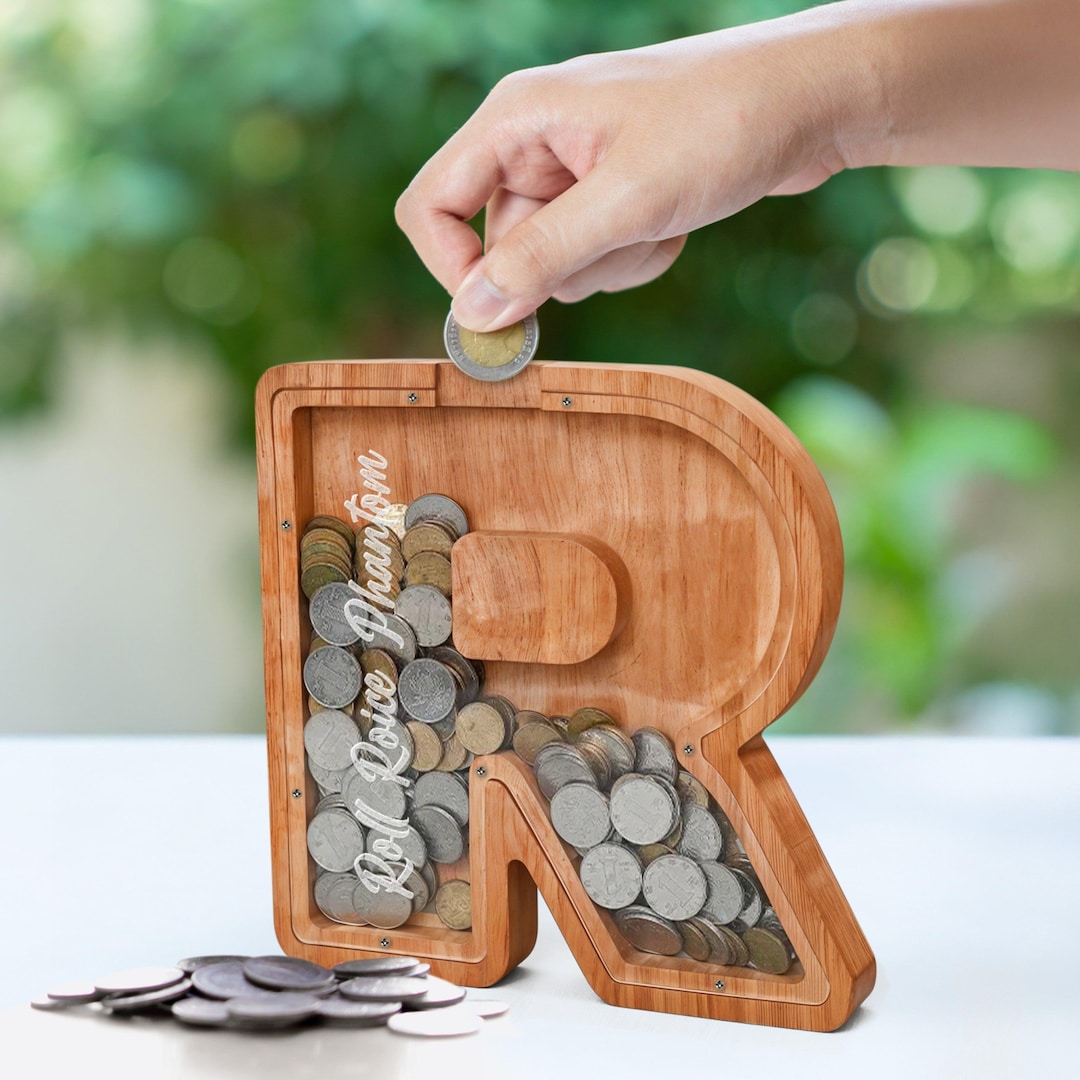 Wood Letter Piggy Banksnull