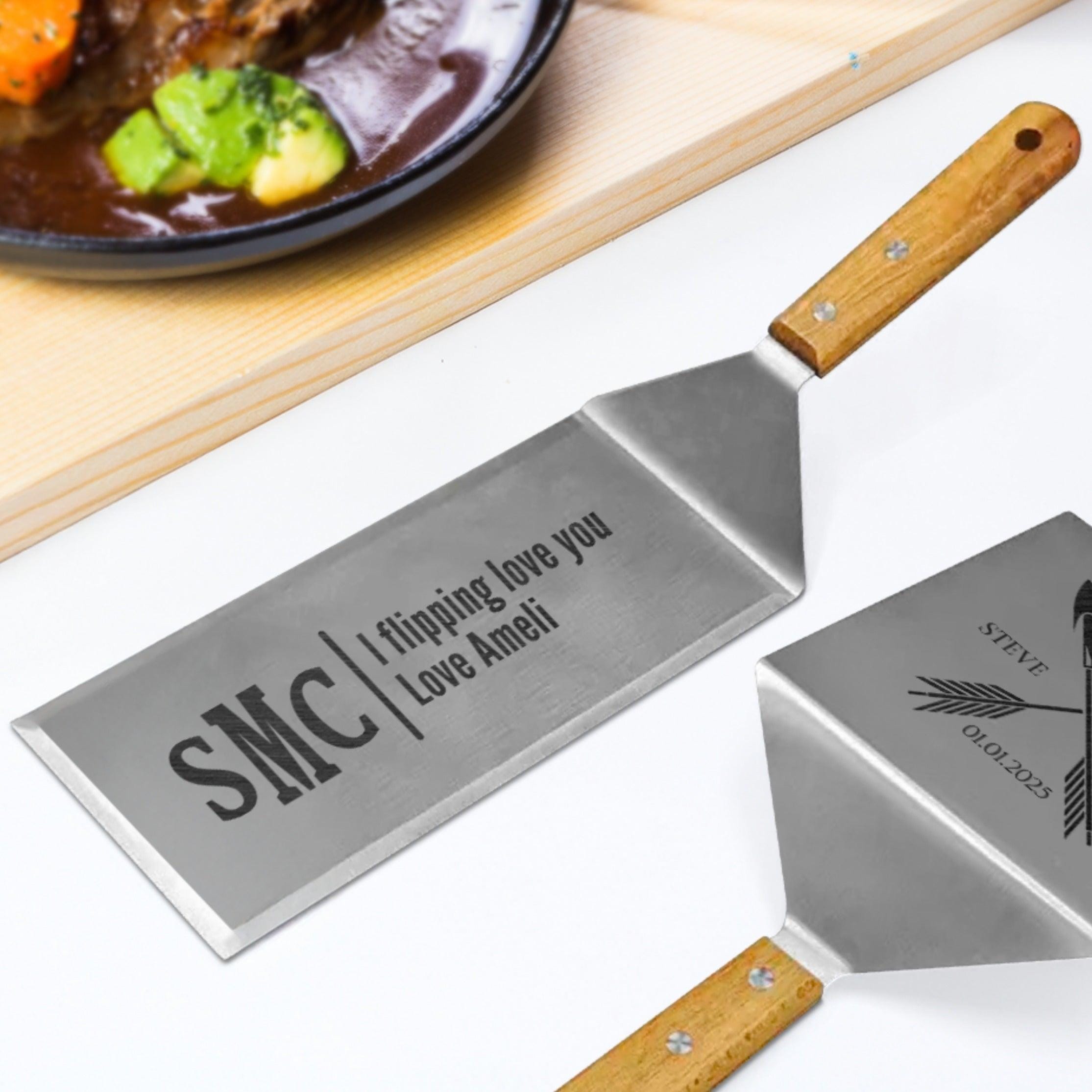 Personalised Steel Spatula /turner/ Scraper, Custom Engraved Barbecue ...