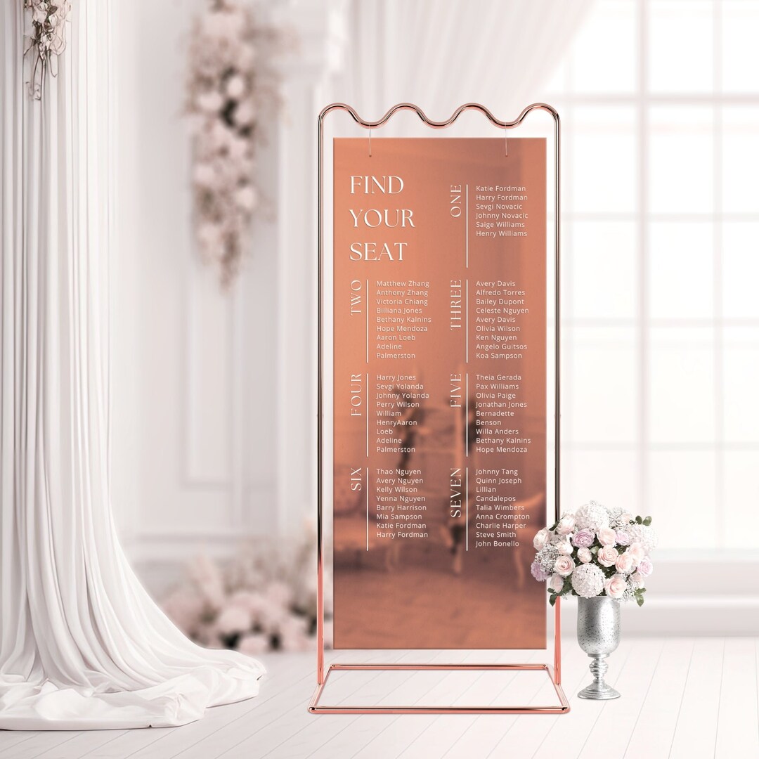 Personalised Wedding Seating Chart Sign, Custom UV Print Reception ...